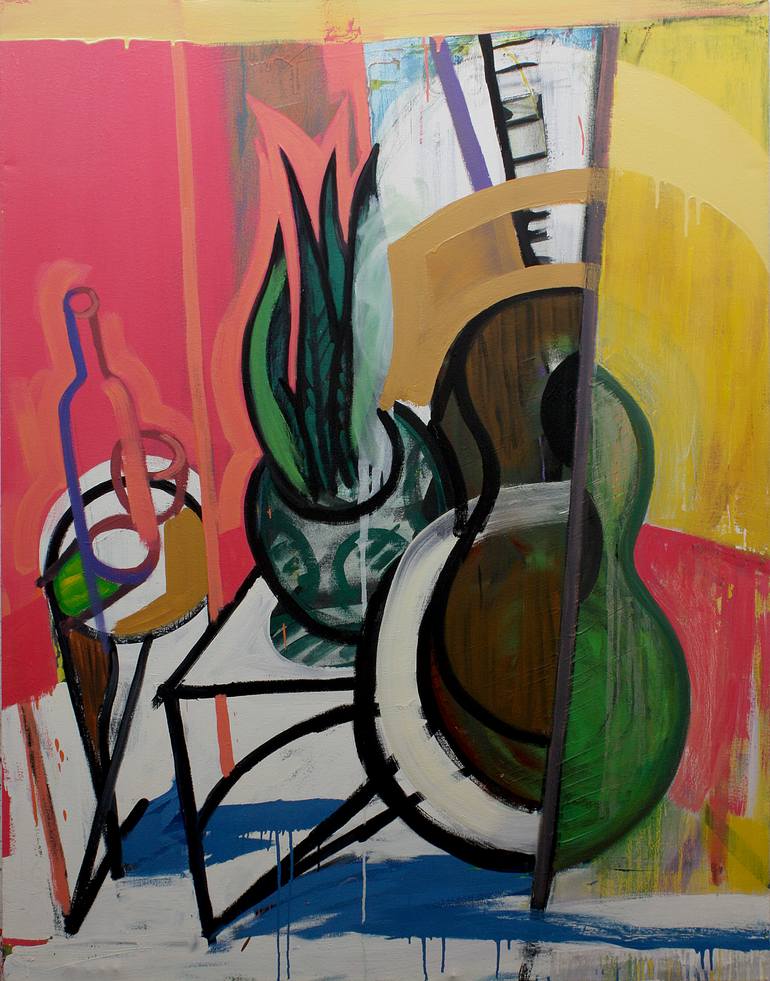 Still Life with Guitar Painting by Chris Engel | Saatchi Art