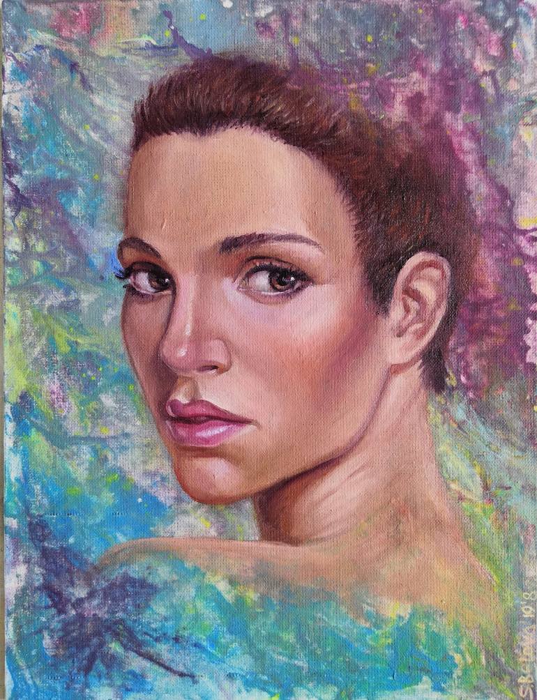 Girl with short brown hair portrait Painting by Svetlana BELOVA ...