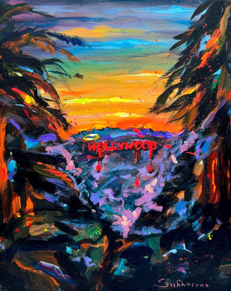 Hollywood Sign Painting by Victoria Sukhasyan | Saatchi Art