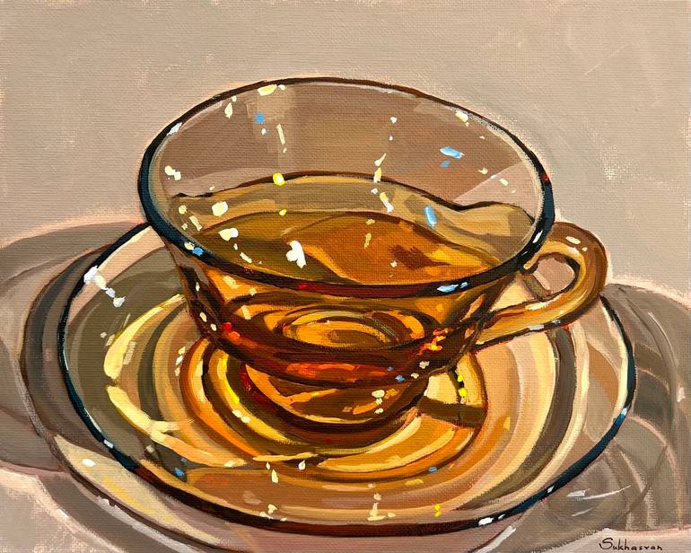 Still Life with Tea Cup Painting by Victoria Sukhasyan | Saatchi Art