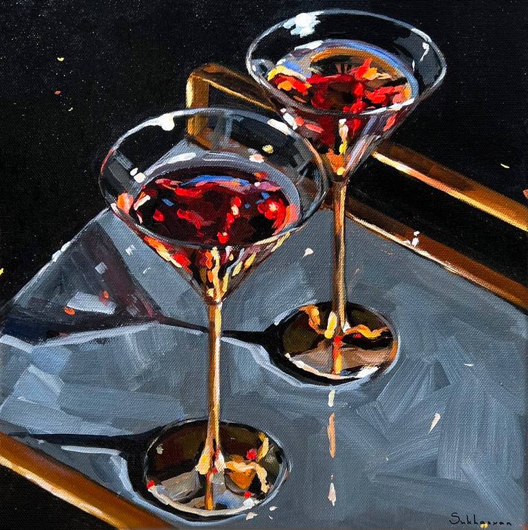 Still Life with Two Cocktails Painting by Victoria Sukhasyan | Saatchi Art