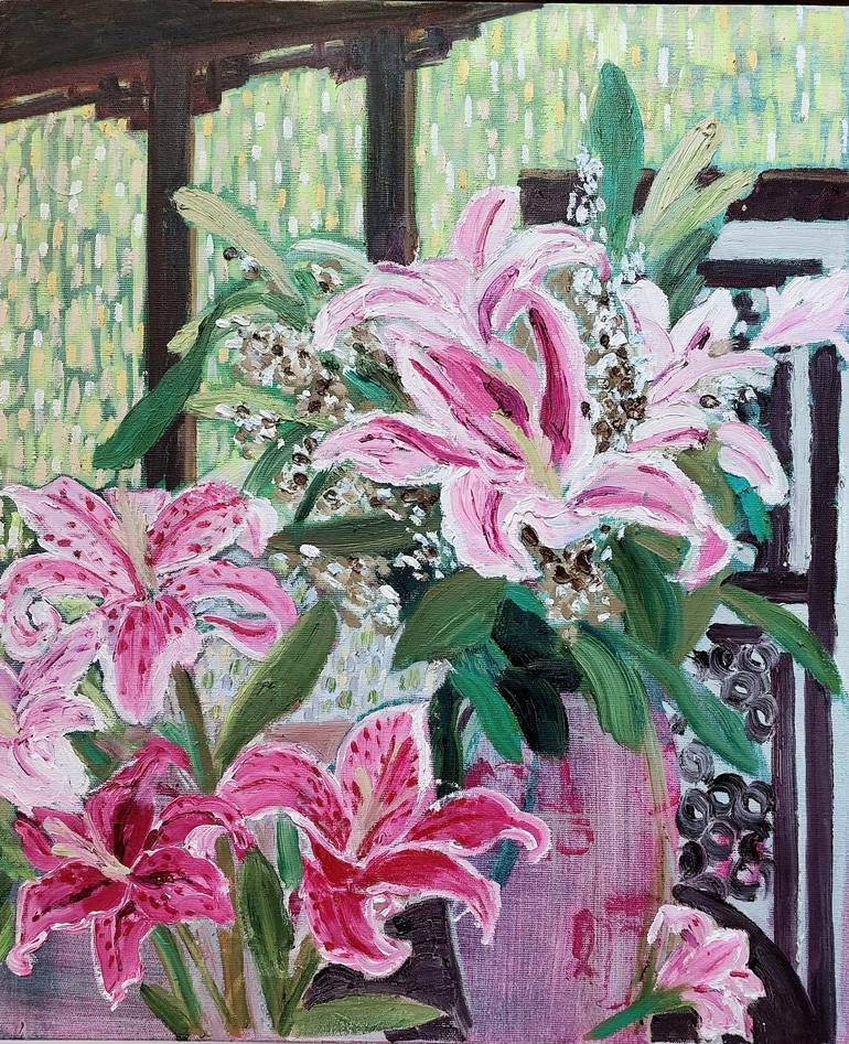 lilies Painting by 傅 仪 | Saatchi Art