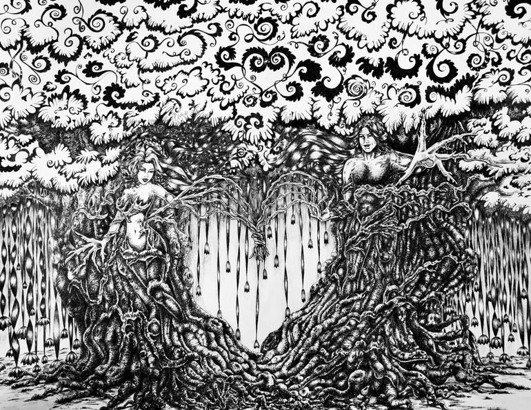 lovely touch Drawing by Sukran Erdogan | Saatchi Art