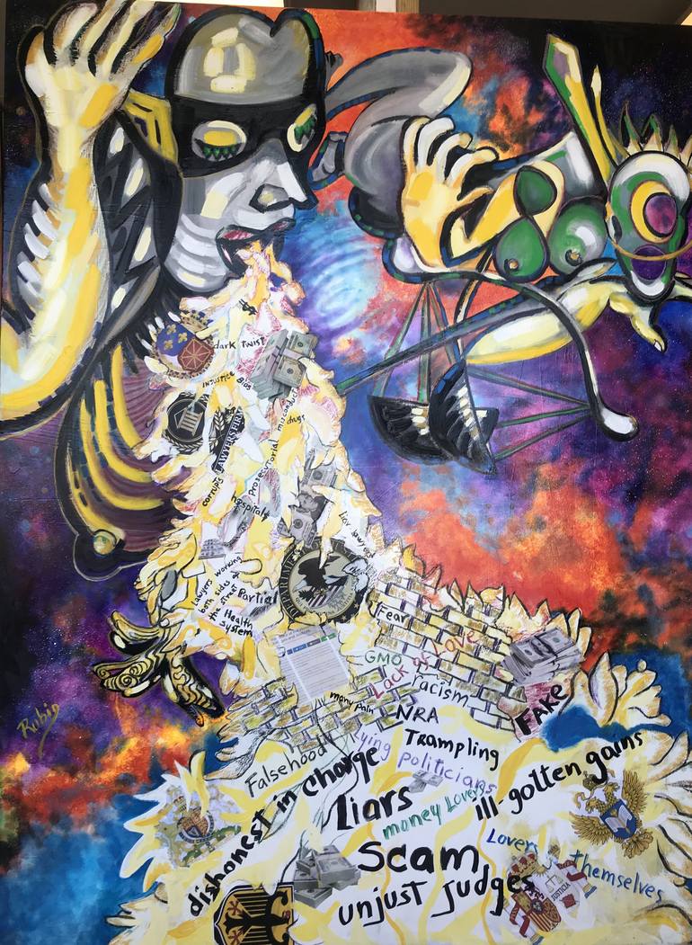 Justice regurgitating injustice Painting by Raul Rubio | Saatchi Art