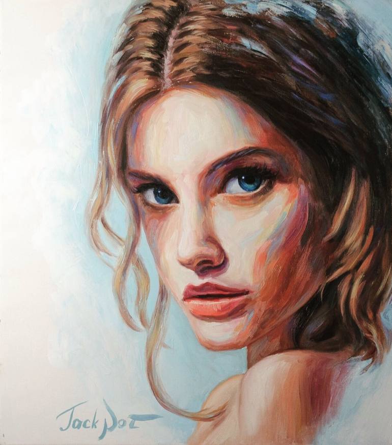 Oil portrait of Barbara Palvin Painting by Evgeny Jackpot | Saatchi Art