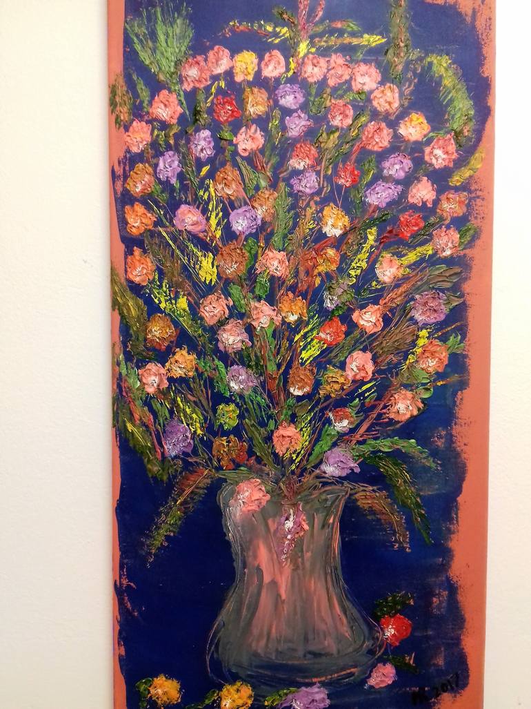 Flowers in a vase. Painting by MARIE RUDA | Saatchi Art