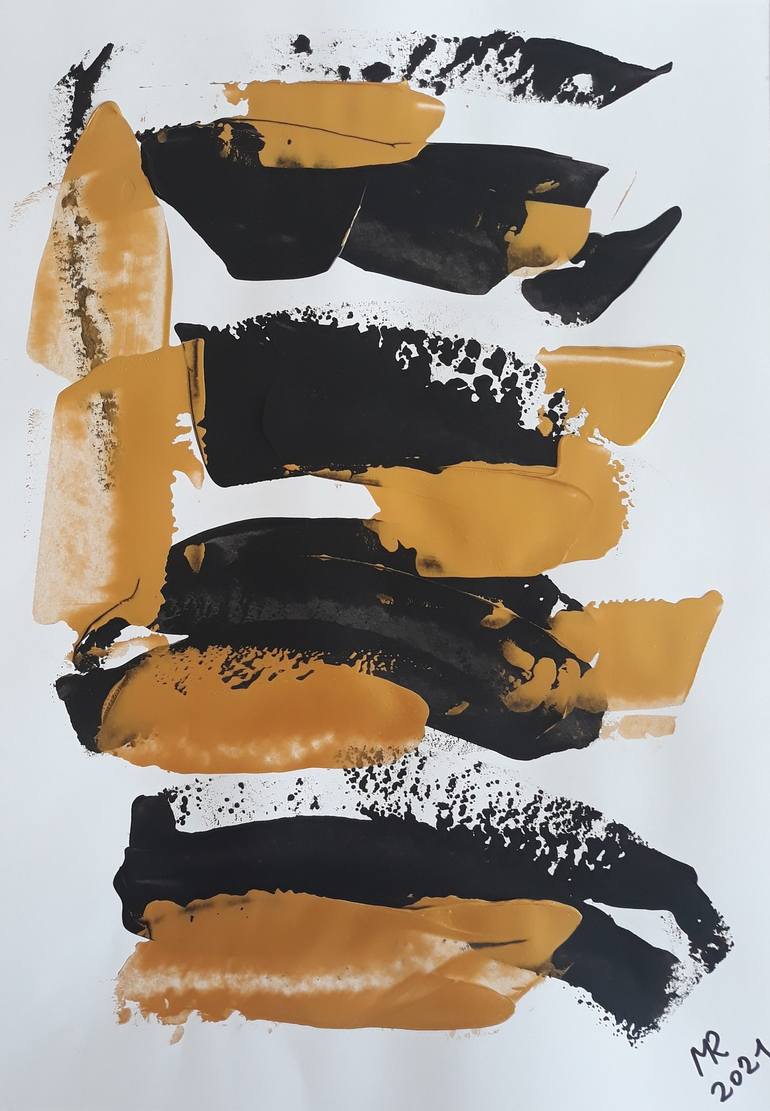 6 painting from the series Meditation-Golden-Black. Painting by MARIE ...