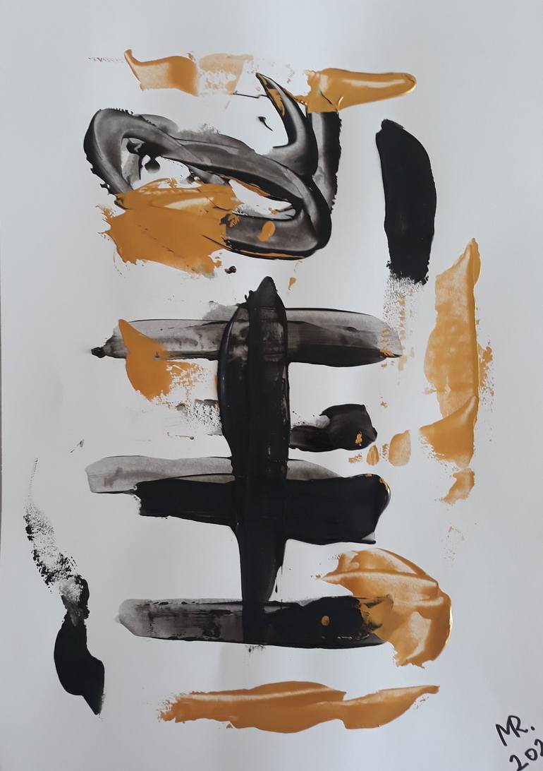7 painting from the series Meditation-Golden-Black. Painting by MARIE ...