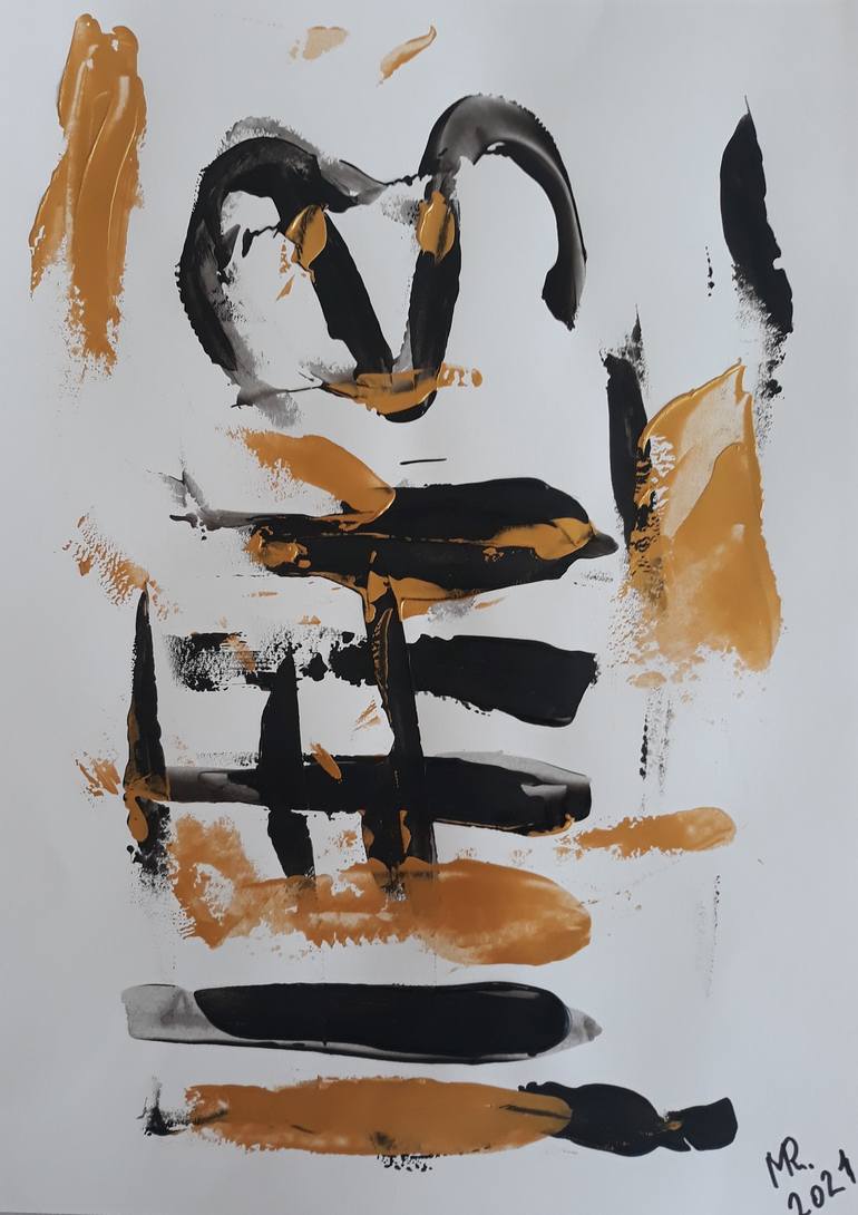 8 painting from the series Meditation-Golden-Black. Painting by MARIE ...