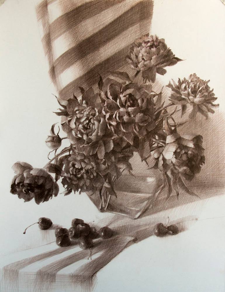 Peonies Drawing by Maria SHINKEVICH | Saatchi Art
