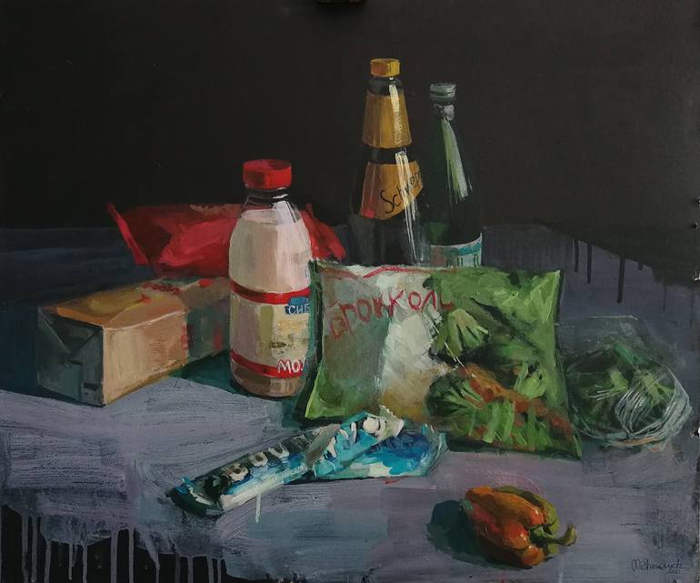 still life with broccoli Painting by Maria SHINKEVICH | Saatchi Art