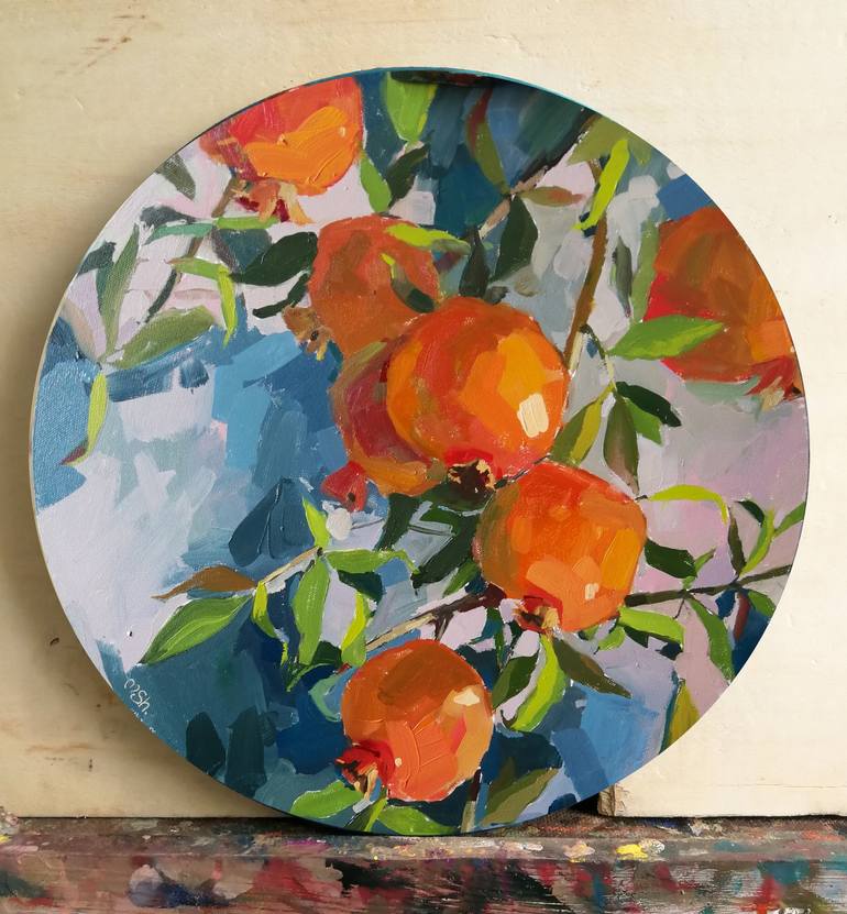 Grenades on a branch Painting by Maria SHINKEVICH | Saatchi Art