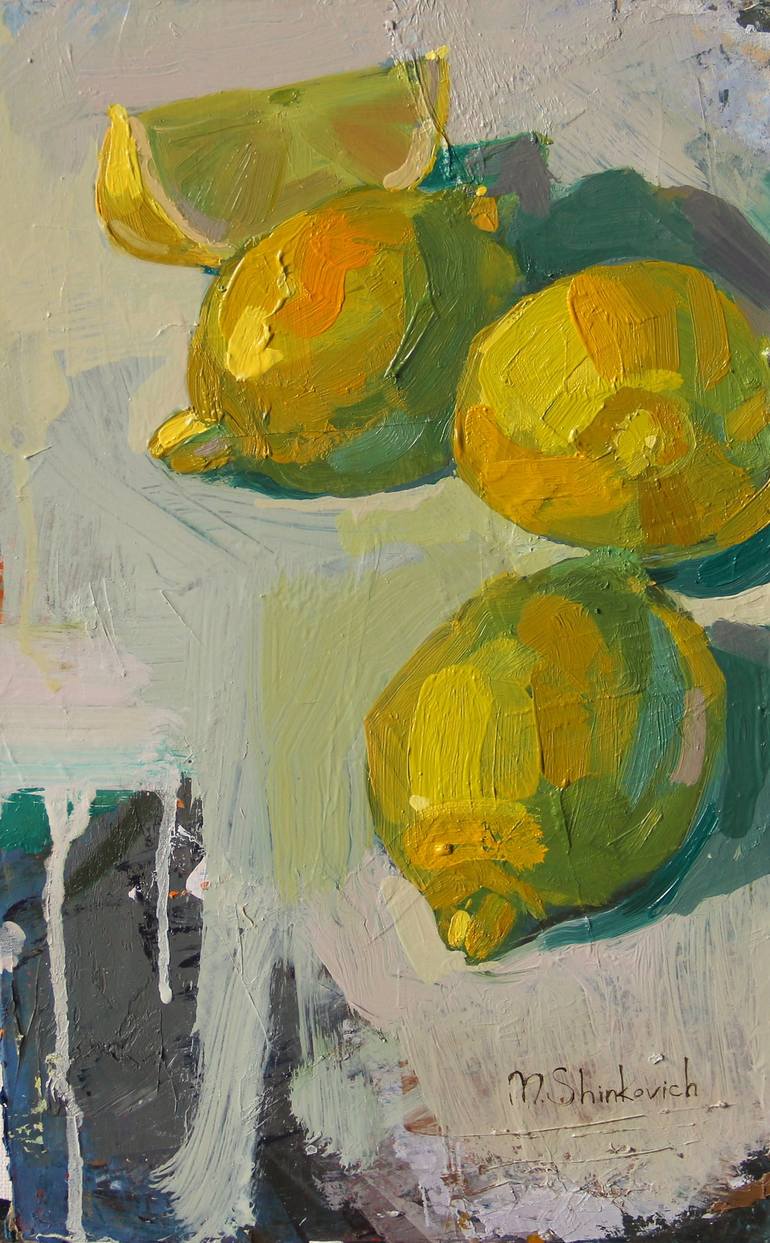 Still life with a slice of lemon Painting by Maria SHINKEVICH | Saatchi Art