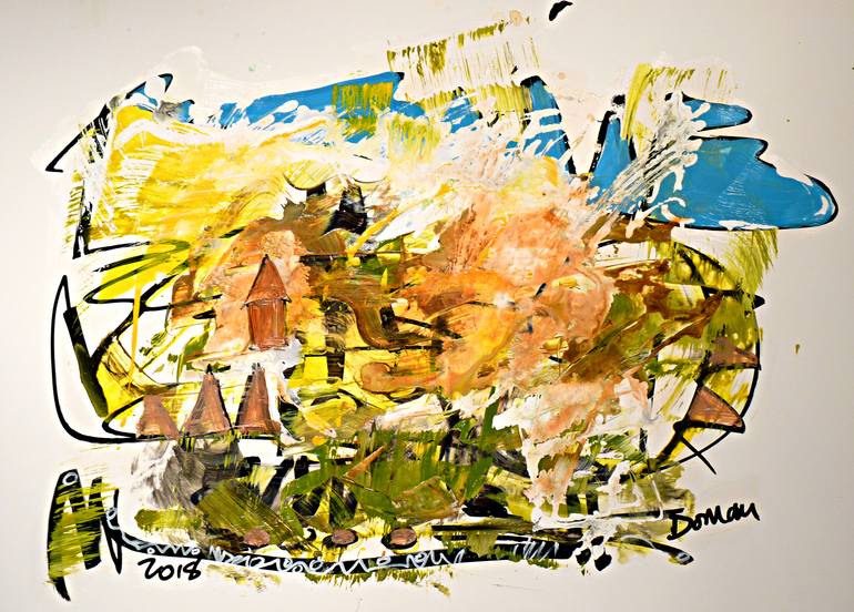 Small town under Arrowsmith Painting by Chris Doman | Saatchi Art