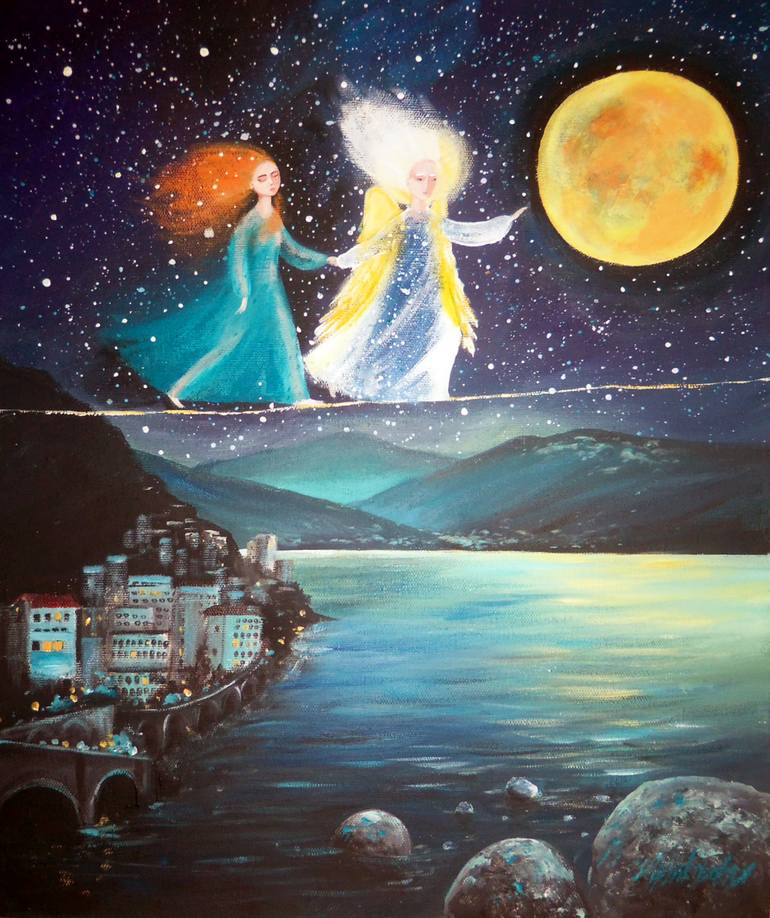 Moon path Painting by Natalya Archakovskaya | Saatchi Art