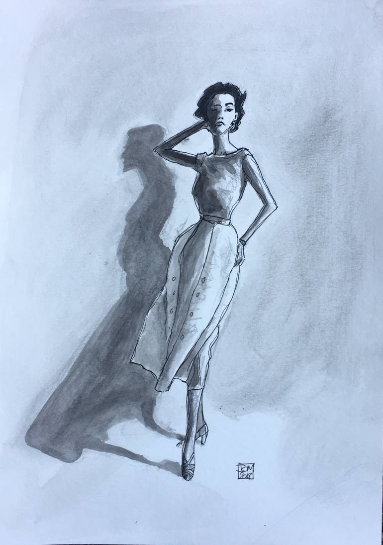 1950’s Fashion Study #96 Drawing by Ian Males | Saatchi Art