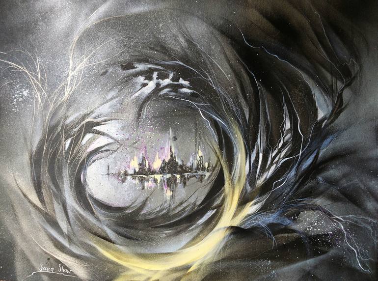 The Lost City Original Acrylic Painting Painting by Sana Shaw | Saatchi Art