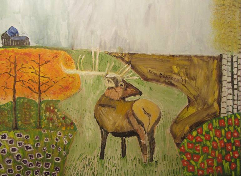 Elk's World Painting by Pamela Ruggiero | Saatchi Art