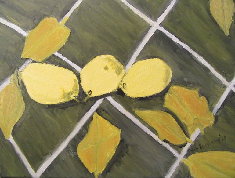 Lemon Still Life Painting by Pamela Ruggiero | Saatchi Art