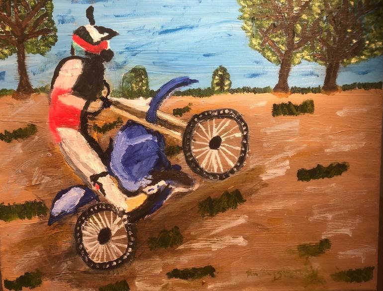 Eli’s Wheelie Painting by Pamela Ruggiero | Saatchi Art