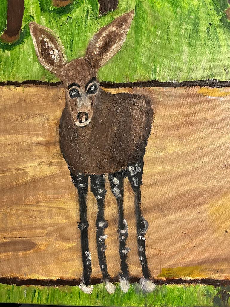 Baby Moose Sees You” Painting by Pamela Ruggiero | Saatchi Art