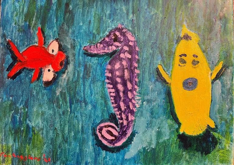 A Fishy Encounter Painting by Pamela Ruggiero | Saatchi Art