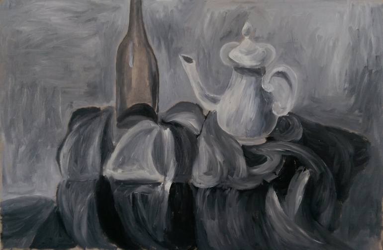 Still life with teapot Painting by Nemanja Jovicic | Saatchi Art