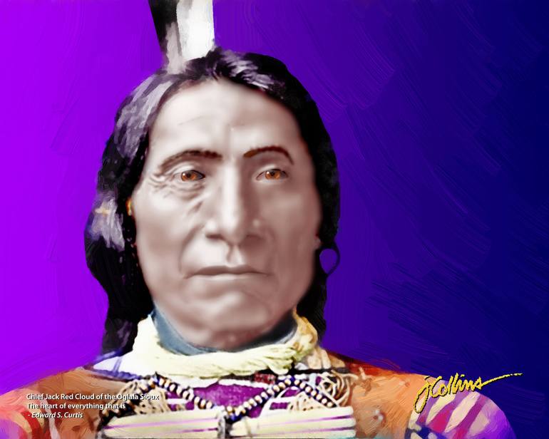 Oglala Lakota Sioux Chief Red Cloud - Horizontal Mixed Media by James ...