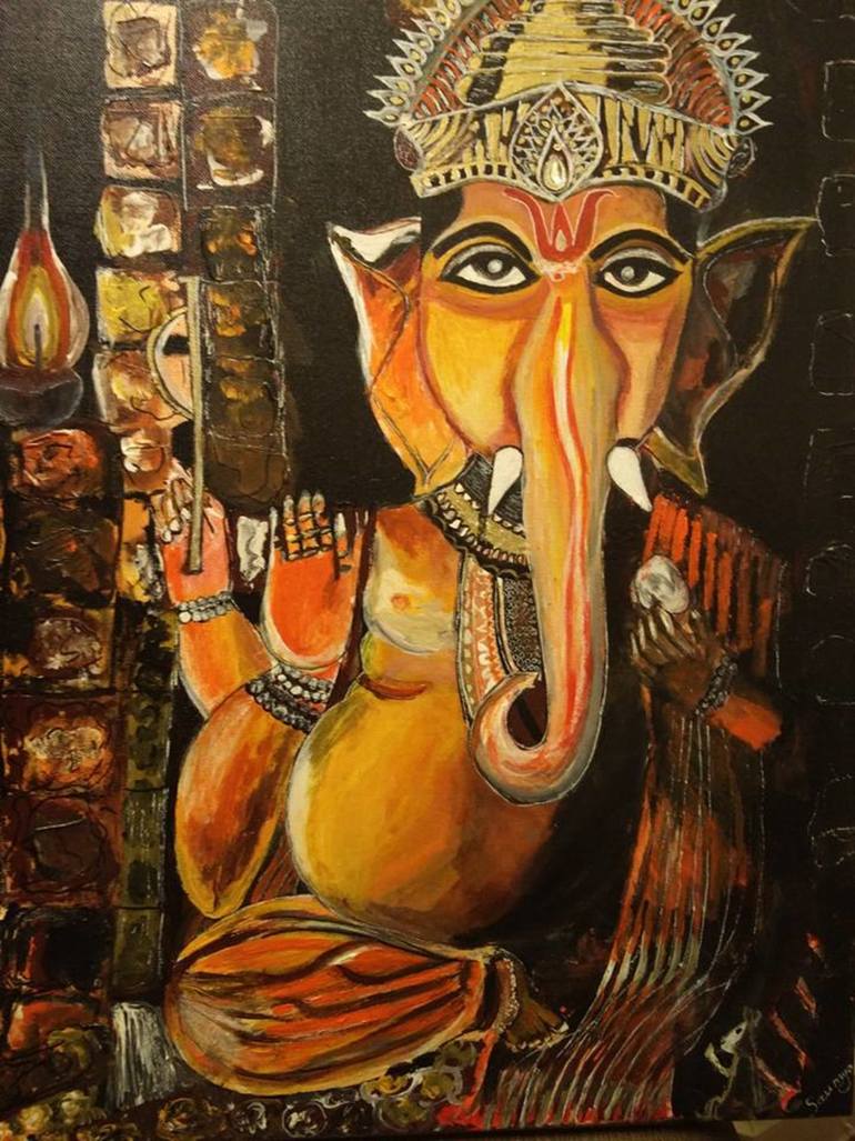 Handmade painting of Ganesha Painting by Saumya Saxena | Saatchi Art