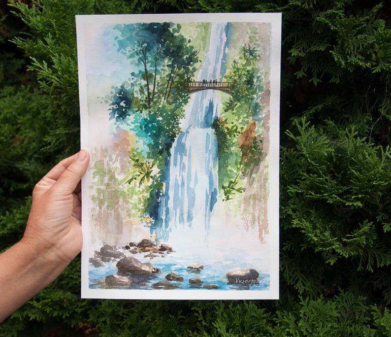 Multnomah Falls. Watercolor painting. Painting by Tetyana Vysochynska ...