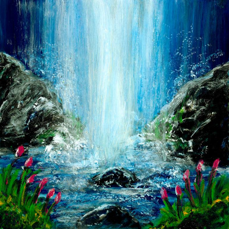 Waterfall Painting by Wendy White | Saatchi Art
