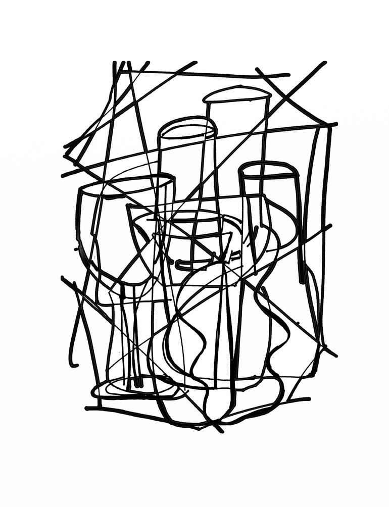 Analytical Cubism Kitchen Cups bottles Glass Psychic Channeled Mystic ...