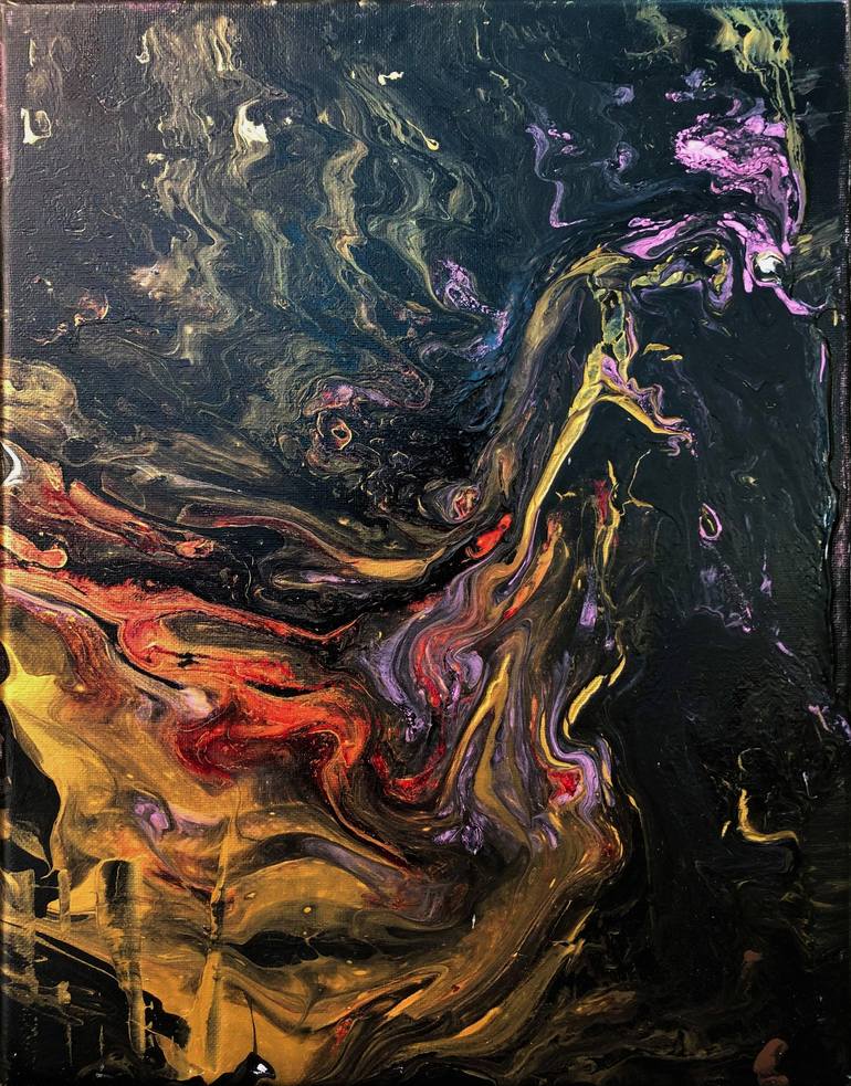 Gold Flow by Adam Zafrian, Gold Fluid Acrylic on 11 x 14 Canvas ...