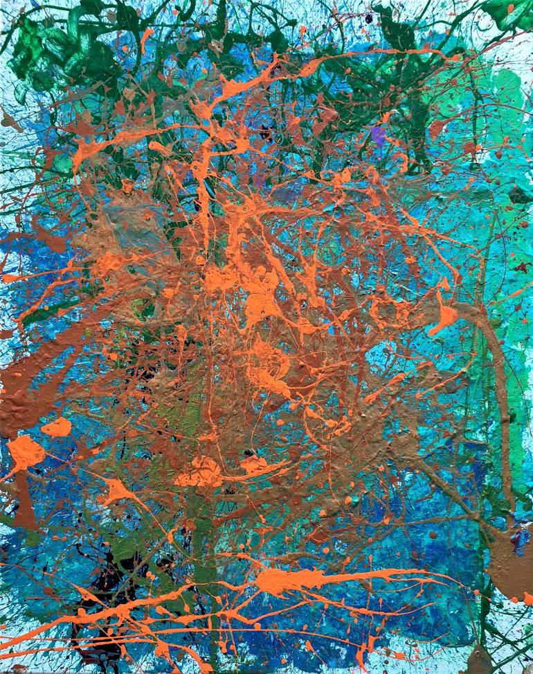 Jackson Pollock Study 94(2018) by Adam Zafrian, Blue Abstract ...
