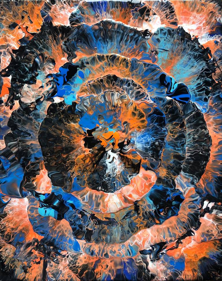Holographic Superbloom (2019) Blue and Orange Abstract Painting, Bright ...