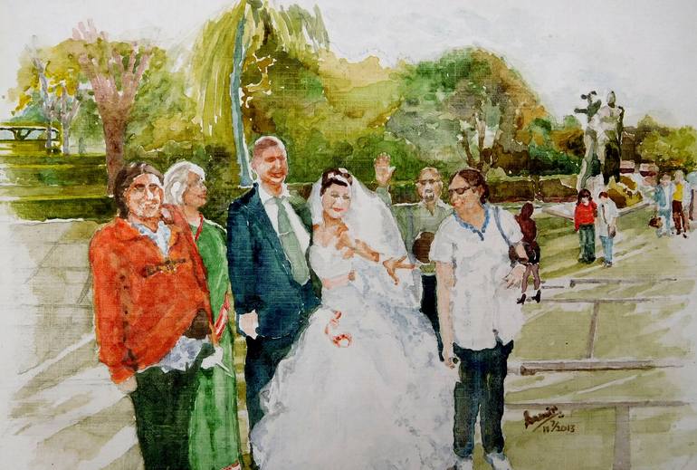 Uzbek Bride In White Bridal Gown- Uzbekistan Painting by SAMIR SHARMA ...