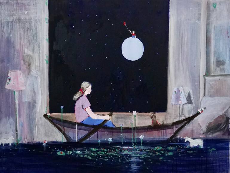 Artist Afloat Painting by Viviane Silvera | Saatchi Art