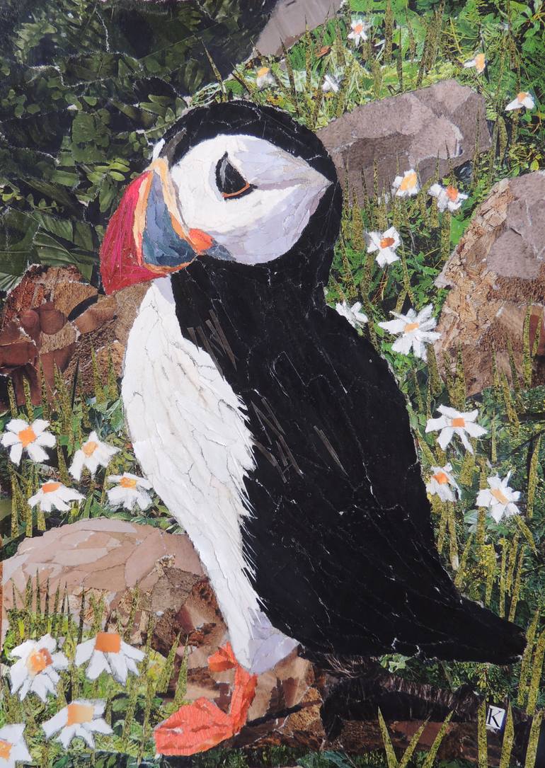 Puffin Collage by Kirstie Adamson | Saatchi Art