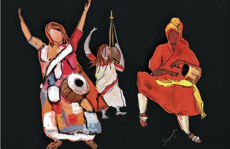 Baul Painting by Jagannath Basu | Saatchi Art