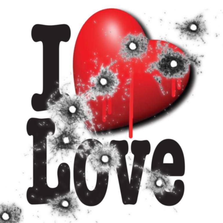 Heart Series Love Bullet Holes In Paintings Digital by Tony Rubino ...