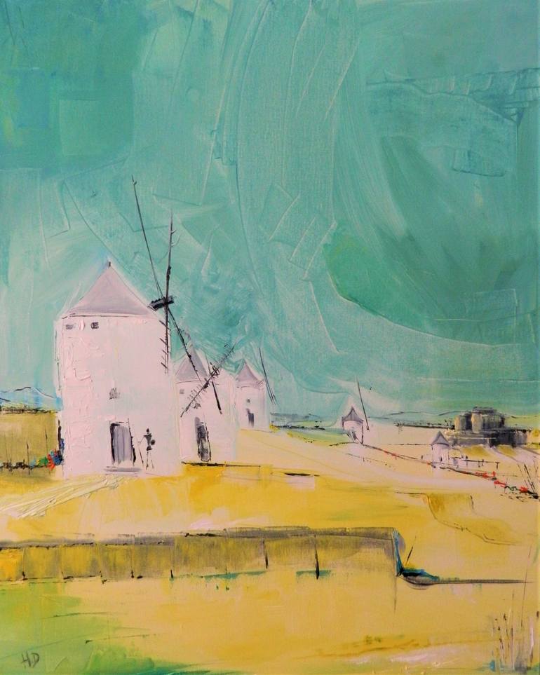 Windmills of Consuegra Painting by Helen Dunning | Saatchi Art