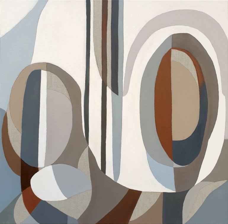 Beige Grey Abstract Painting, Secret Geometry Painting by Leon ...