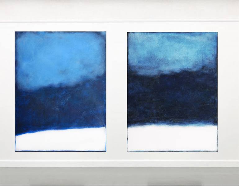 Abstract Diptych. Blue Dimension Painting by Leon Grossmann | Saatchi Art