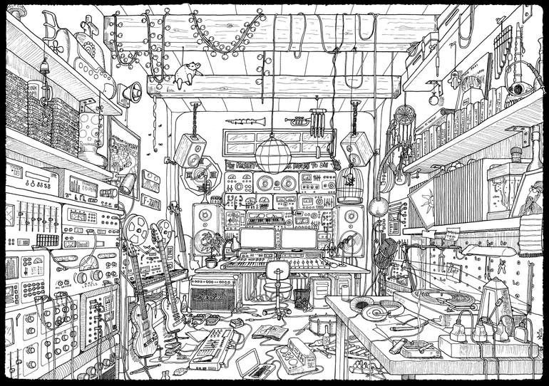 The Musician's Playroom Drawing by Klimis Keramitsopoulos | Saatchi Art