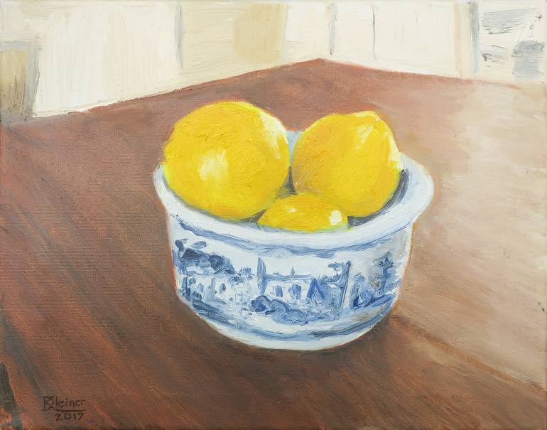 Lemons in a Bowl Painting by David Kleiner | Saatchi Art