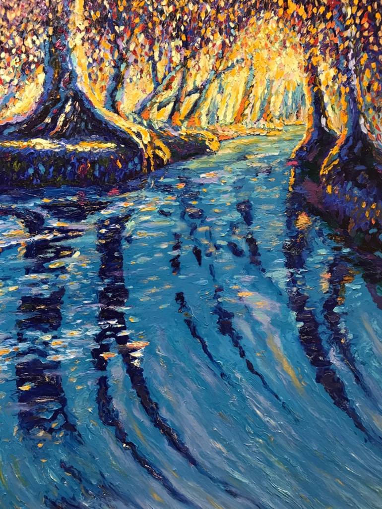 Forest ‘Serene Glow’ Painting by David Ahern | Saatchi Art