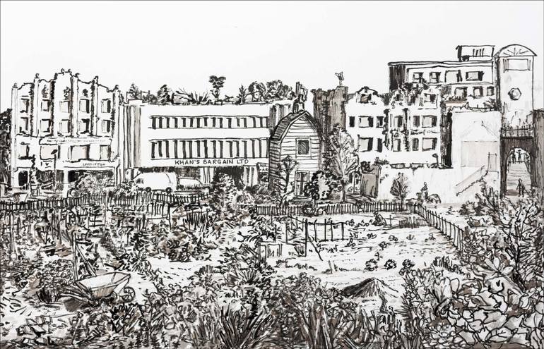 Journey of life down Rye Lane Drawing by Nicholas Cobb | Saatchi Art