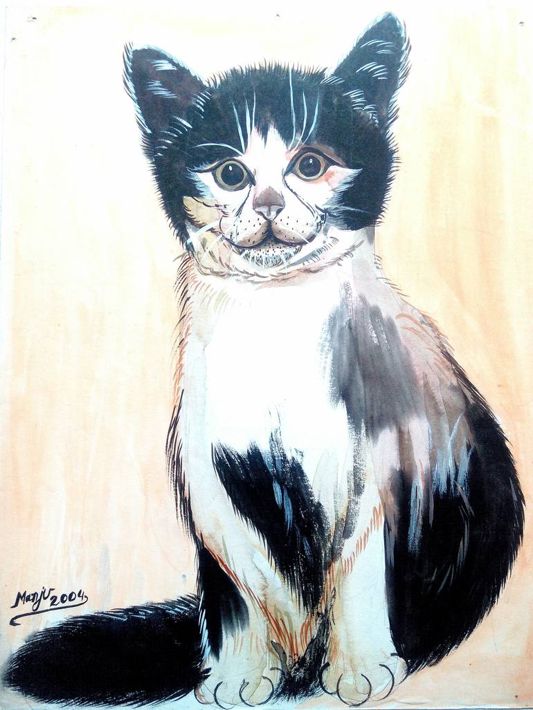 cat study Painting by Manju Rajak | Saatchi Art