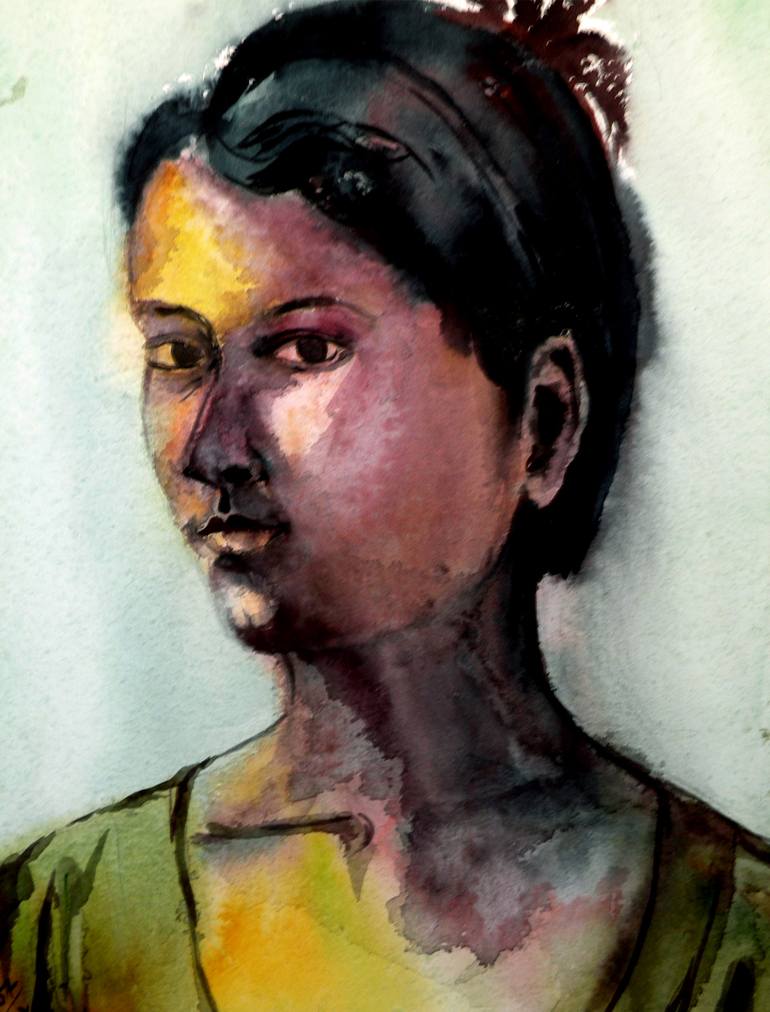 self portrait Painting by Manju Rajak | Saatchi Art