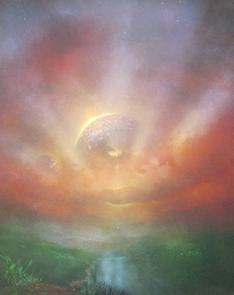 Lantern Sky Painting by Tyrone Webb | Saatchi Art